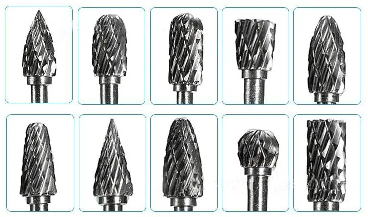 Rotary Burr Set 10 Pieces 1/8"(3mm) Shank 1/4" Head Size For Drilling ...