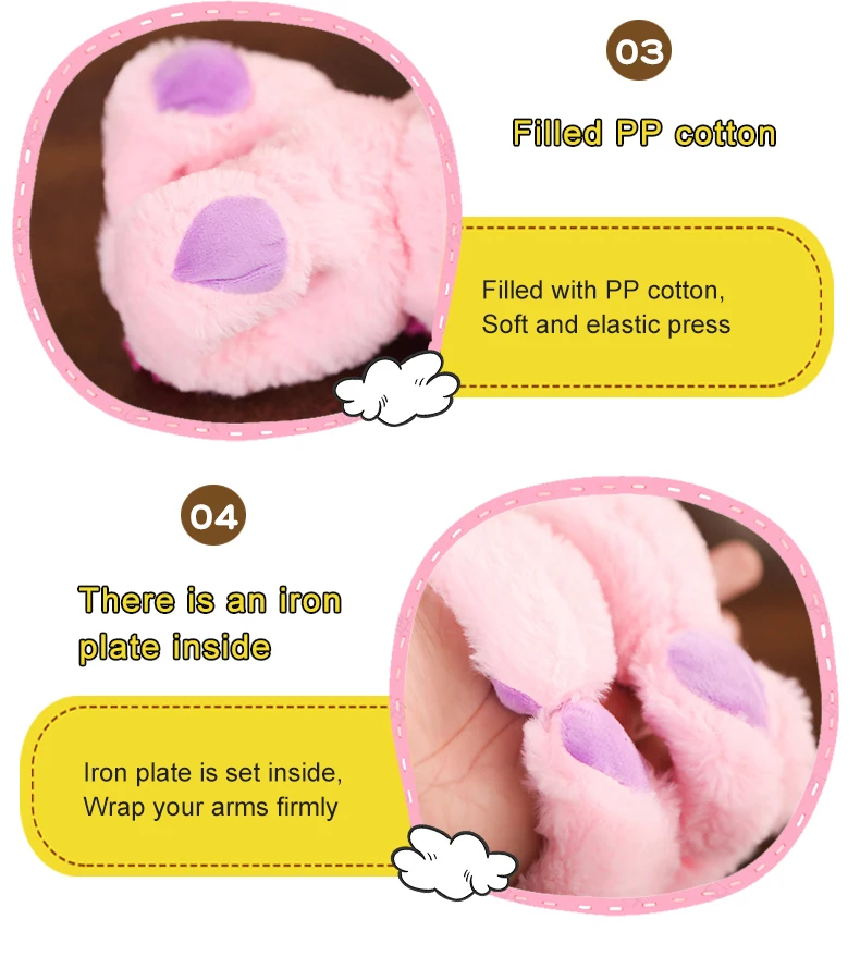 Custom Soft Toy Stuffed Animal Snap Bracelet Plush Slap Bracelet Kids ...