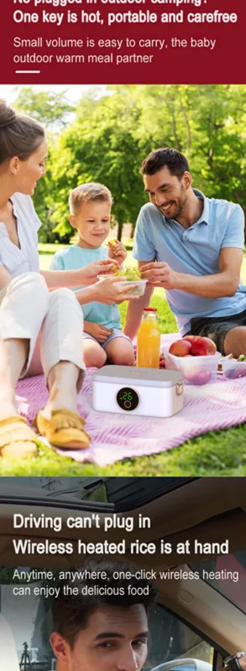 16000mah Wireless Electric Lunch Box - Portable & Insulated