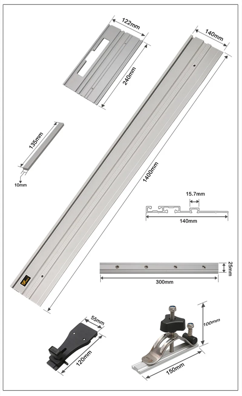 1.4m Accu-cut Guide Rail Joining Set Track Saws Aluminum Extruded ...