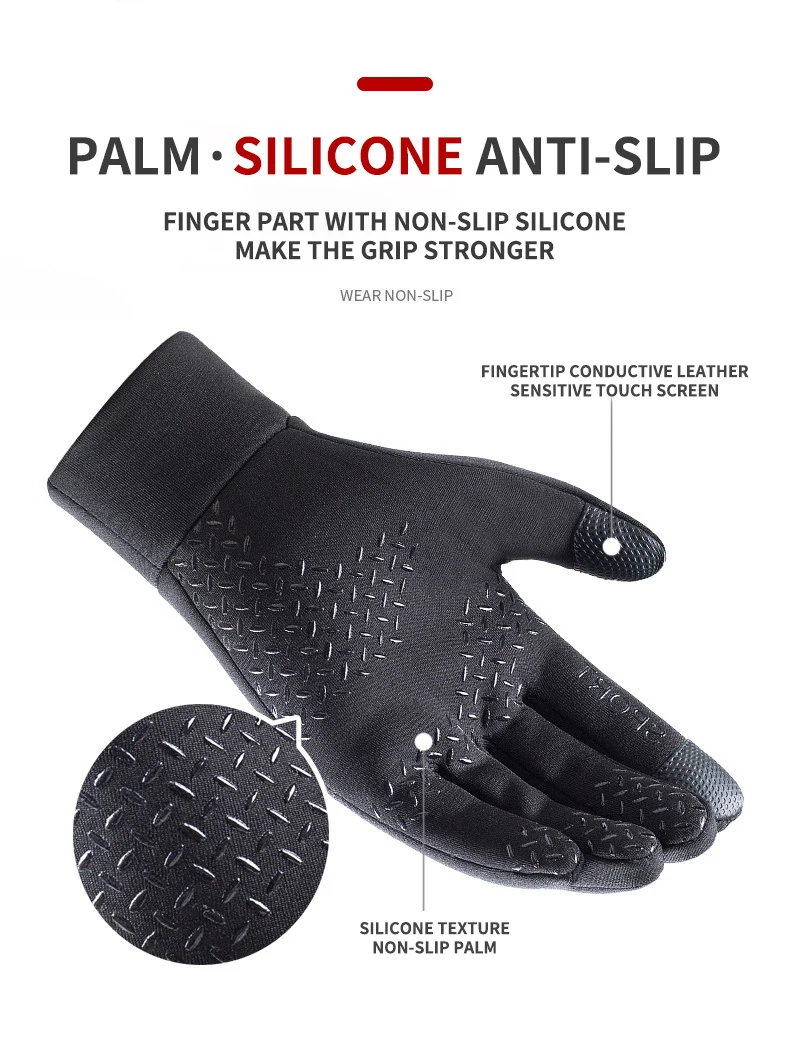 Outdoor Waterproof Glove Winter Plus Velvet Warm Touch Screen Anti-slip ...