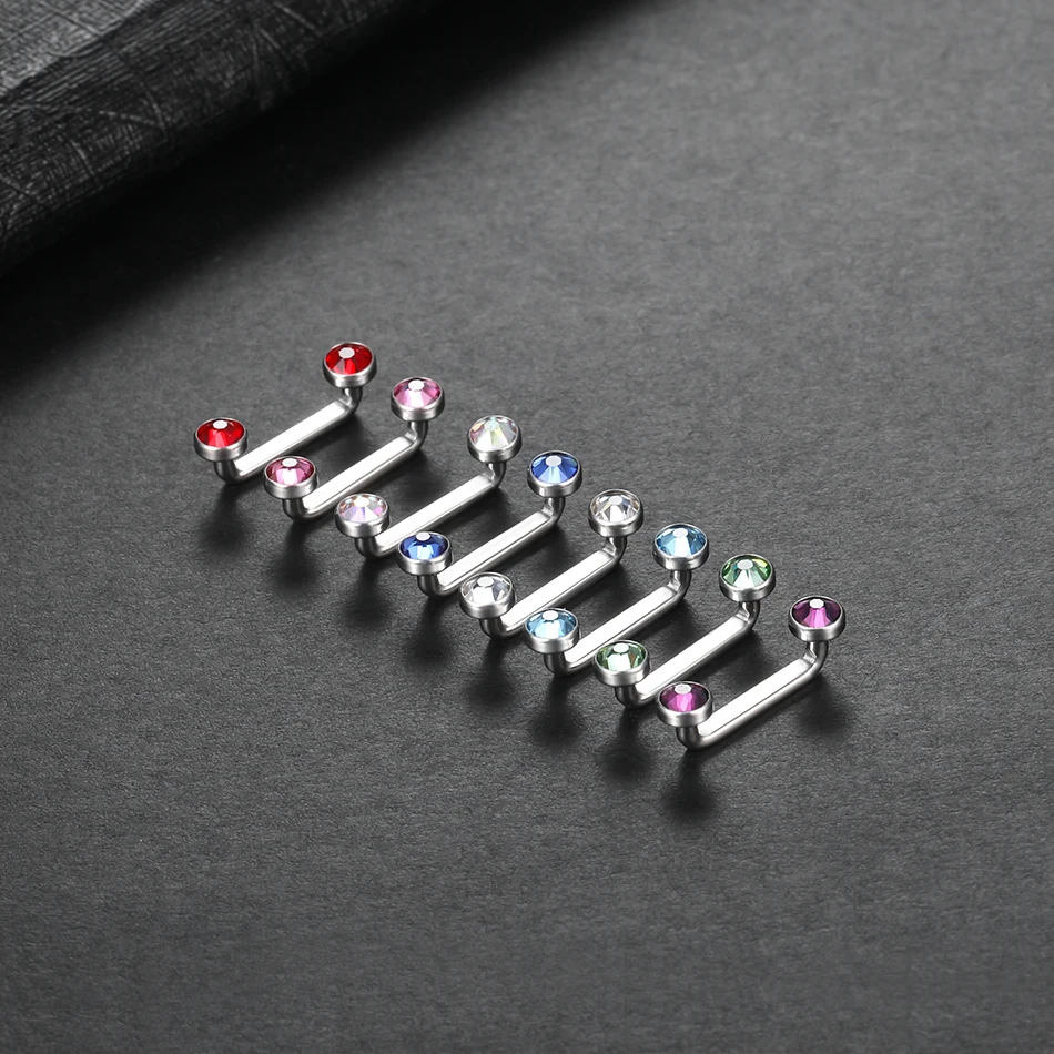 Implant Grade Titanium Internally Thread Crystal Gem Surface Barbell ...