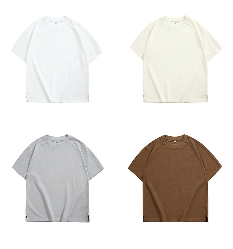 Wholesale Blank Knit 100% Cotton Waffle Raglan T Shirt