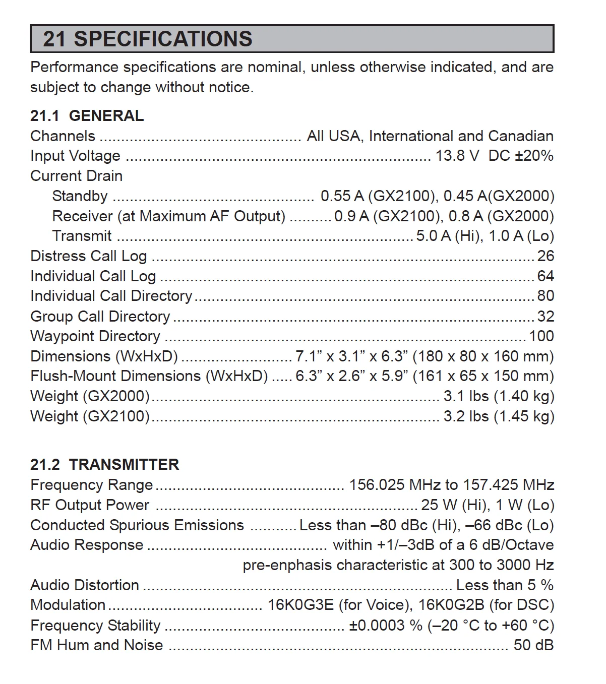 Standard Horizon GX2000 VHF Radiotelephone Transceiver