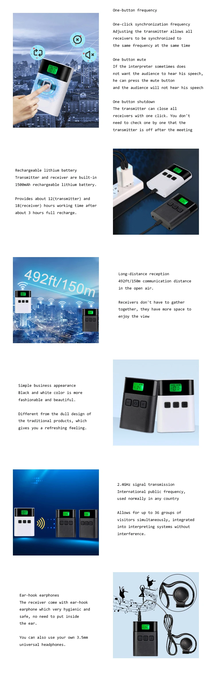 Chierda F60 Ham Radio & Tour Guide System China - One-Key Pairing