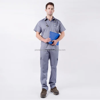 Hospital Uniforms Medical For Men Scrubs Uniform Short Sleeve Grey ...