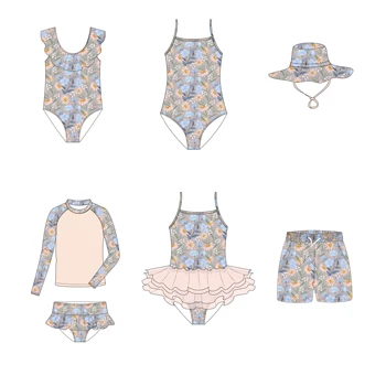 Custom Children Kids Swimming Bikini Dress Swimwear Girls One-piece ...