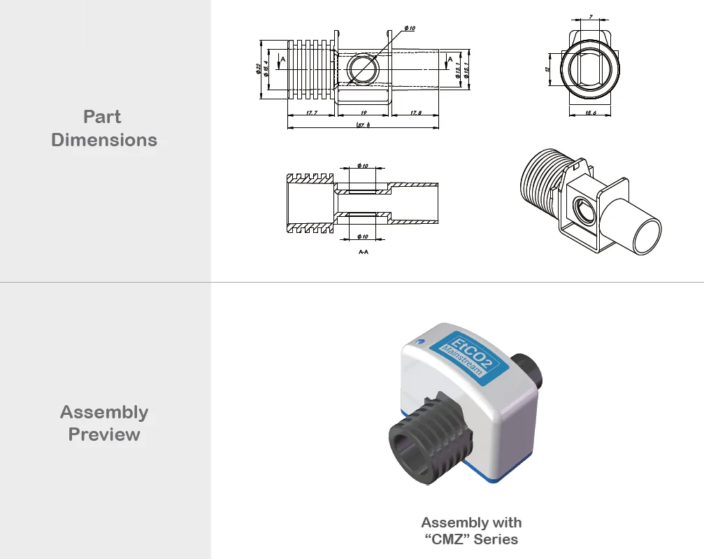Reusable Airway Adapter For Etco2 Adult /pediatric Main Stream Etco2 ...