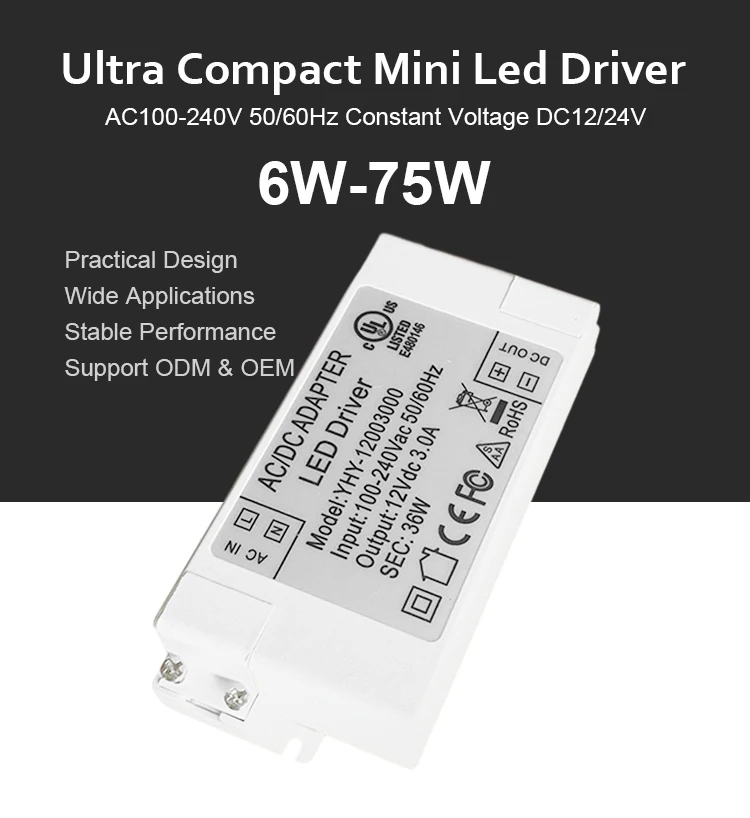 Ultra Compact Mini Led Driver Mean Well Driver Power 24 V 6W-75W 36V AC ...