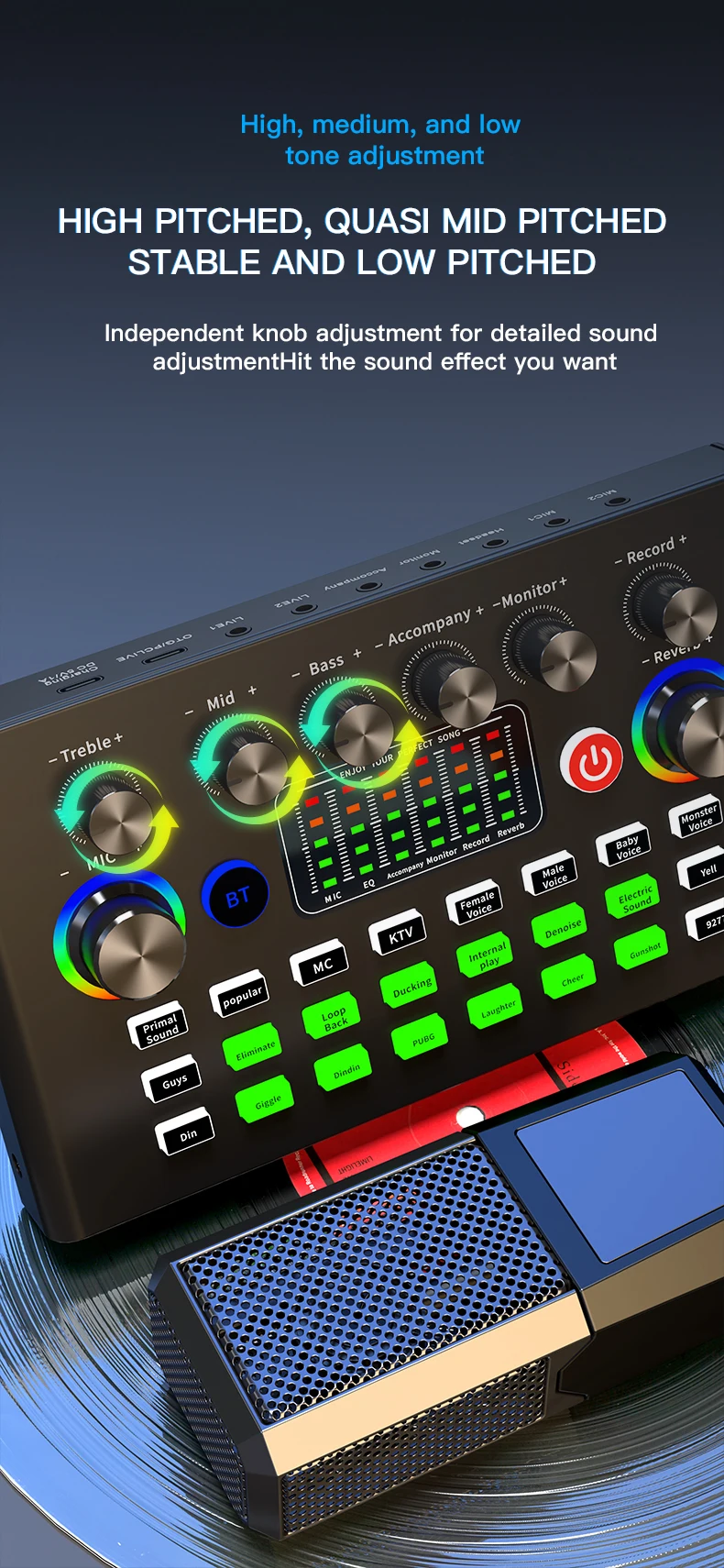 Live Streaming Mixing Console Mini Carte Son Mobile Phone Voice Changer ...