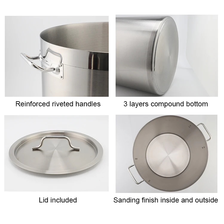 Commercial Stock Pot Stainless Steel Heavy-duty Large Induction ...