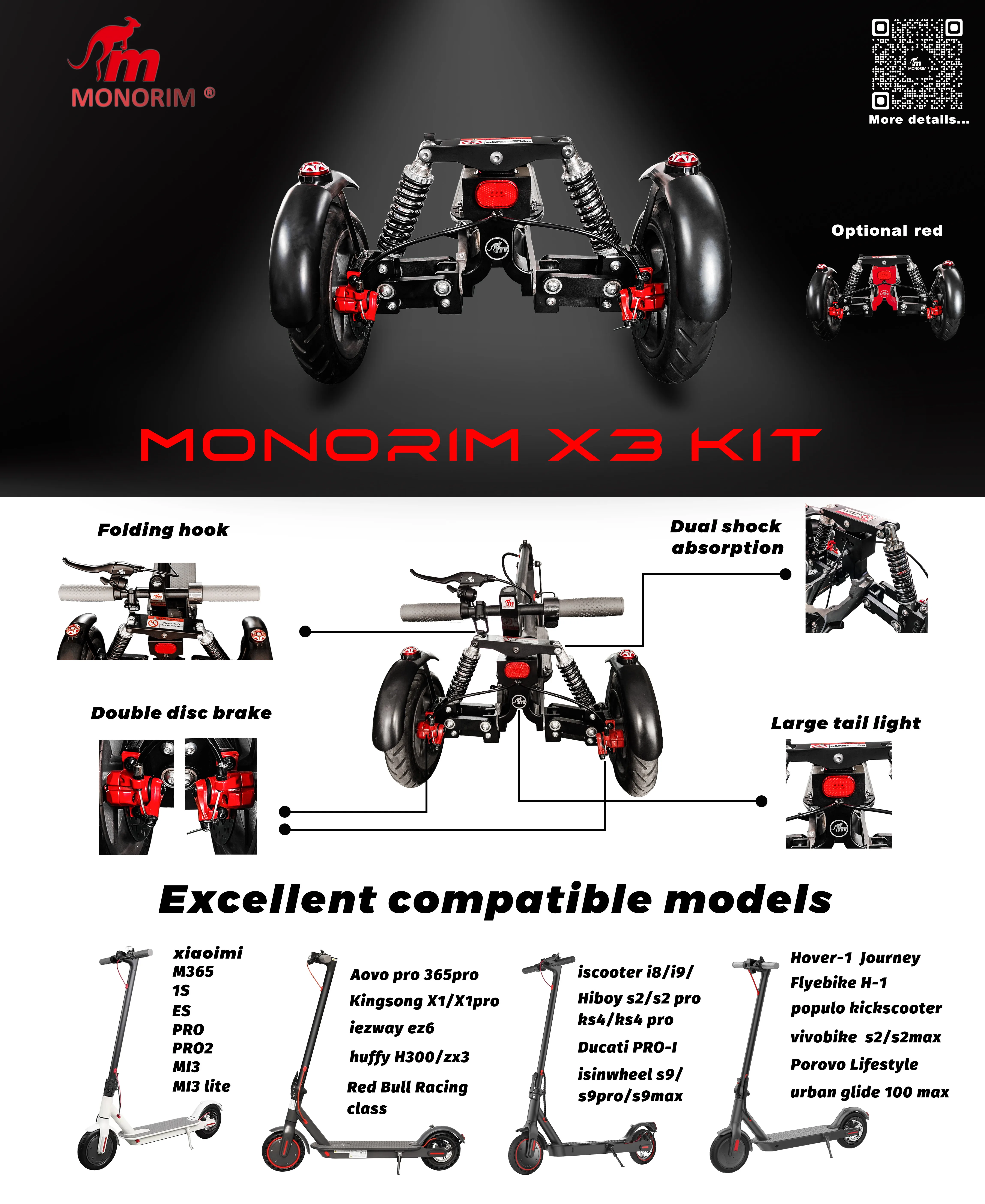 Monorim X3 Upgrade Kit - Enhance Your Xiaomi M365 Scooter