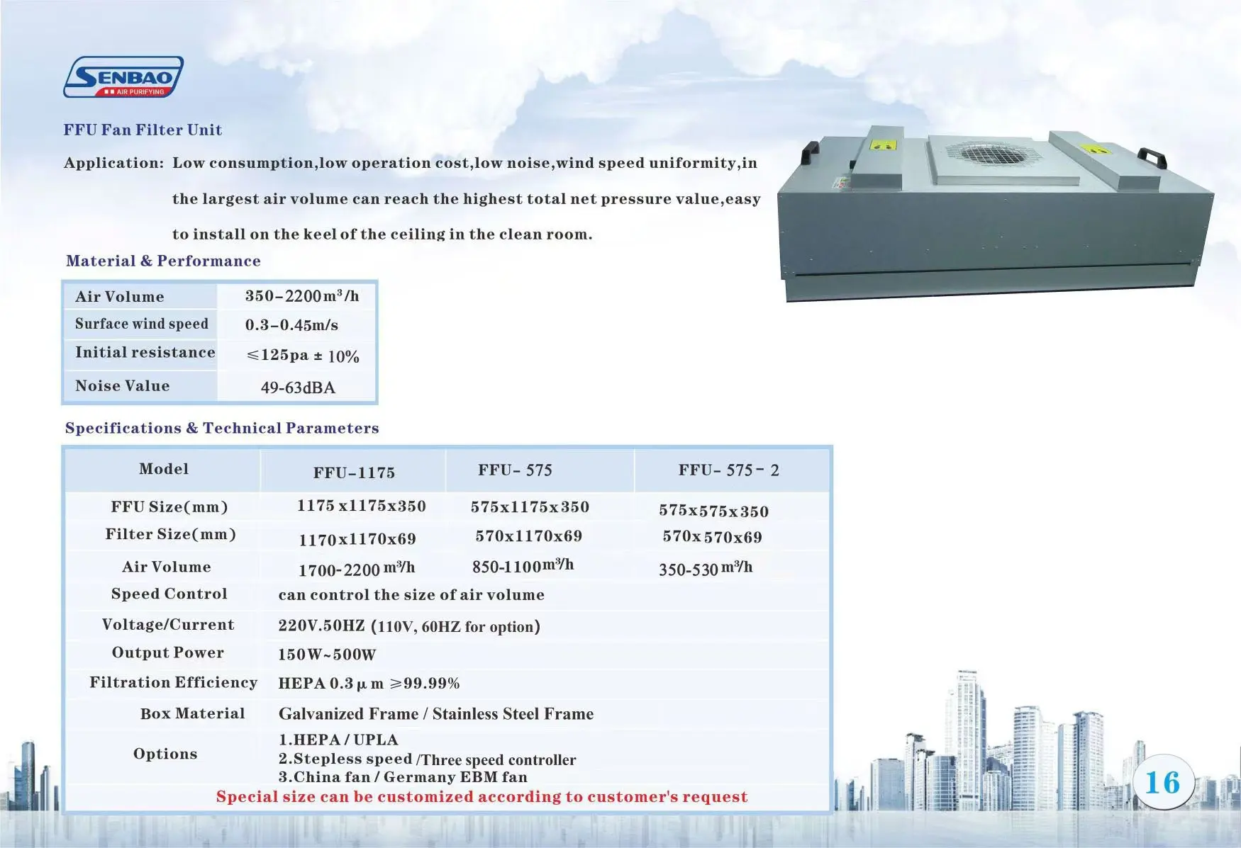 OEM & ODM Laminar Flow Hood FFU Fan Filter Unit H14 HEPA Filter New Air ...