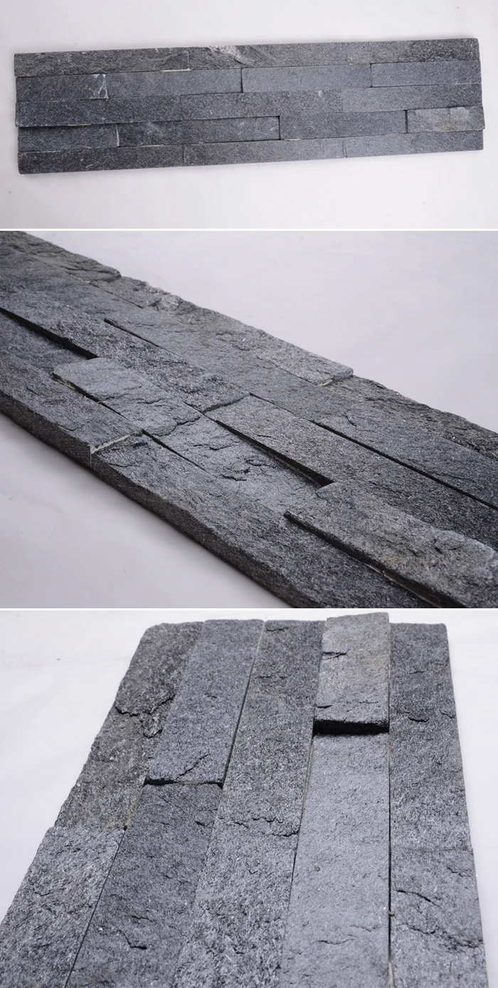Exterior Black Natural Face Stone Veneer Sheet for Hotel Cladding
