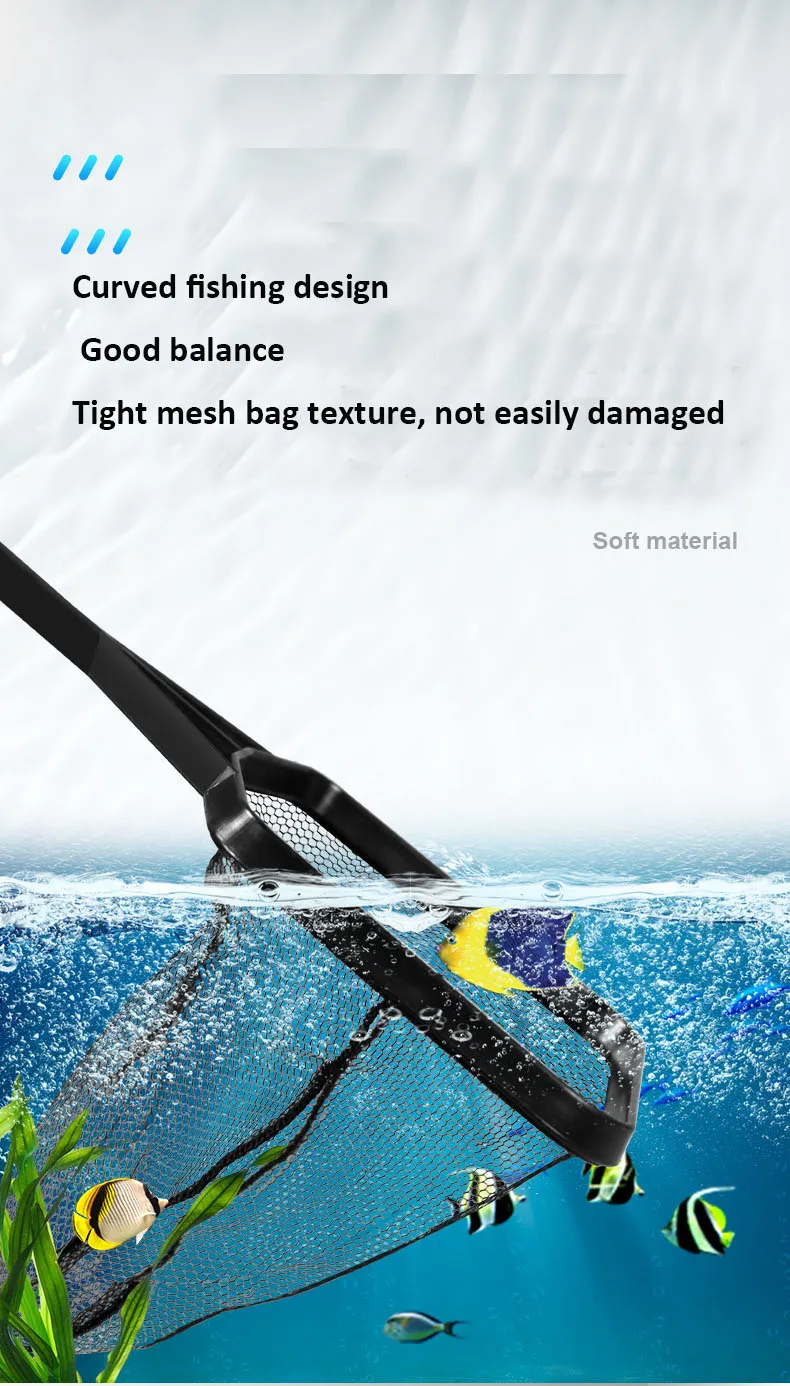 Abs Plastic Goldfish Fish Net Portable Long Handle Square Aquarium Fish ...