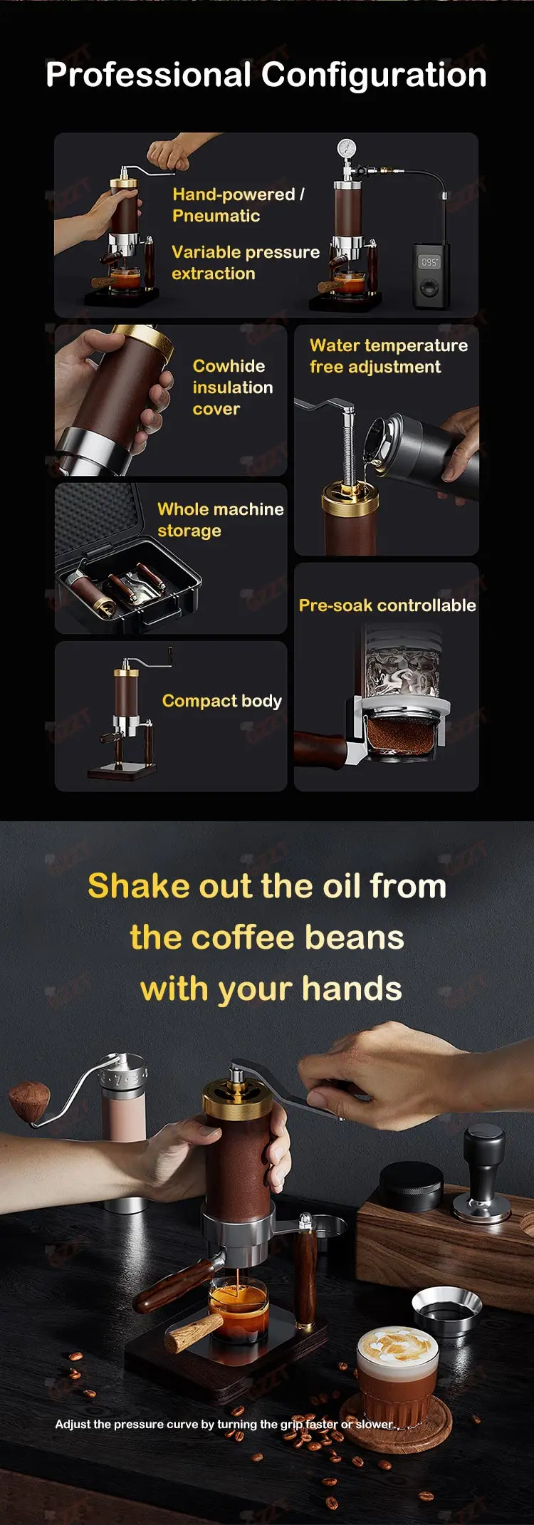 Manual Hand Shake Variable Pressure Extraction Espresso Coffee Maker 1 ...