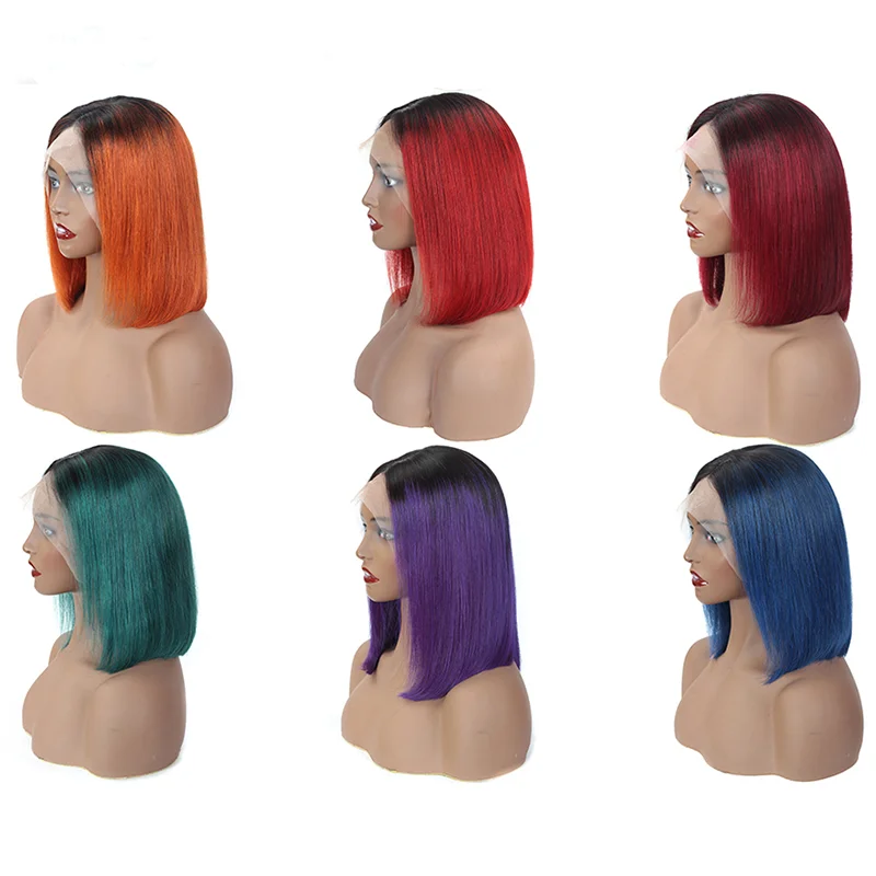 Short Bob Colored Red 99j Transparent Hd Lace Closure And Front Wigs ...