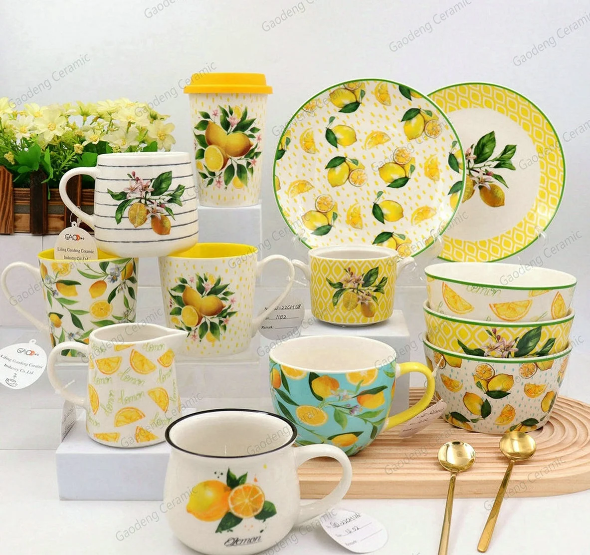 Ceramic Dinnerware Set 2024 Hot-selling Custom Design Lemon Decal ...