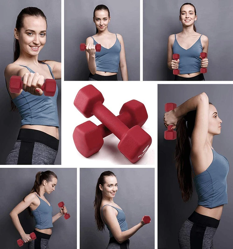 1kg Vinyl Dipping Dumbbell Set For Family Yoga Gym Women Weights Pink ...