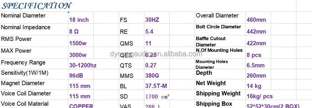 18 Inch Neodymium Woofer - Heavy Bass Pro Sound System