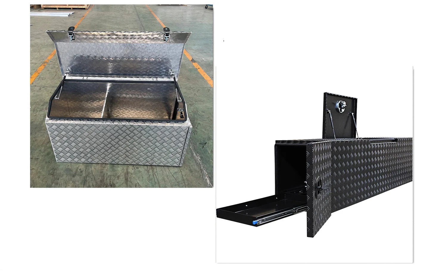 Heavy Duty Drawers Tool Box Aluminum Checker Plate Sliding Side Drawer ...