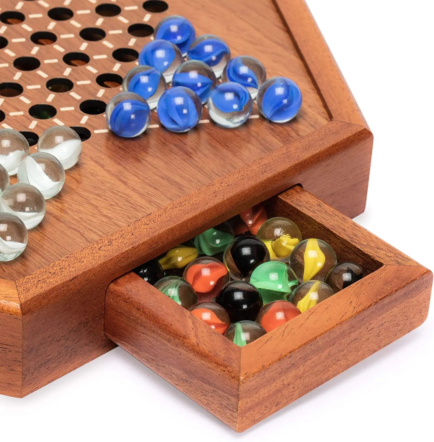 Yellow Mountain Imports Wooden Chinese Checkers Halma Board Game Set ...