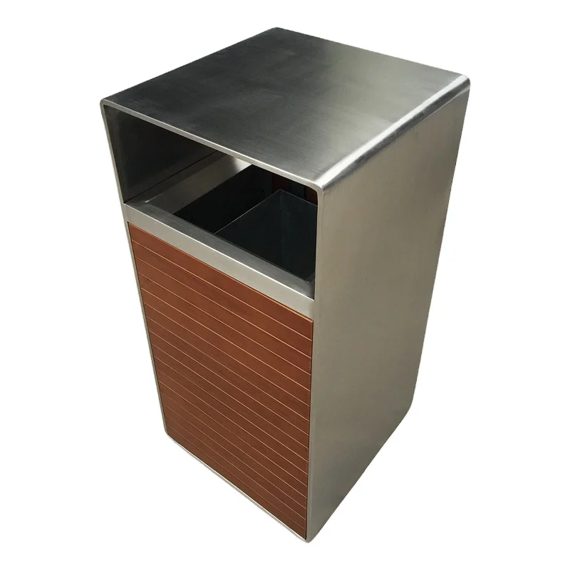 New Design Outdoor Wood Steel Garbage Container Trash Can Outside Park ...