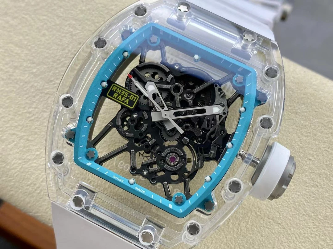 Luxury Watch Transparent Crystal Tourbillion Watch Rubber Strap Manual ...