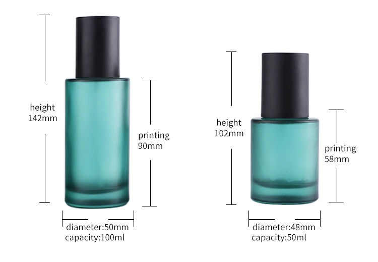 Luxury Cosmetic Jars - Frosted Teal Slanted Shoulder