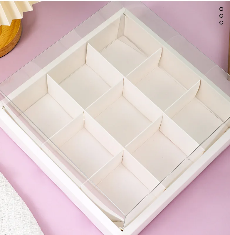 Clear Lid Nine Spaces Dessert Cake Box - Kraft Paper