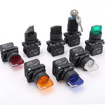 Sentai Xb5 Red Selector Switch Push Button With Led Light Short Handle ...