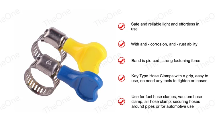 Hand Tighten Hose Clamps with Stainless Steel Thumb Screw