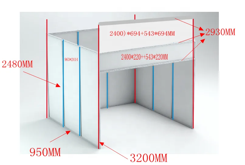2x2M展位，sistemas，贸易展览会标准展位| Alibaba.com