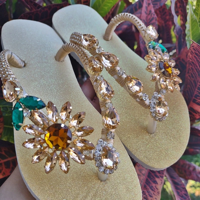 Gradient Spray Color Flip Flops Women Designer Slides Sandals Crystal ...