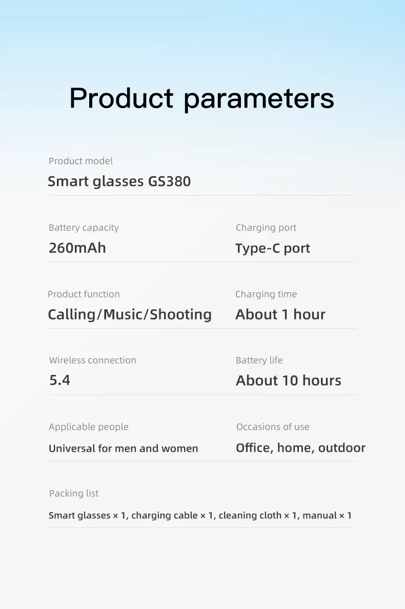 2025 AI Camera Glasses GS380 - 4K High Recording Quality