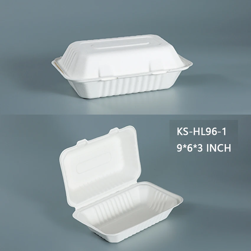 Customized 100% Compostable 9*6 INCH Clamshell Bagasse Box Disposable ...