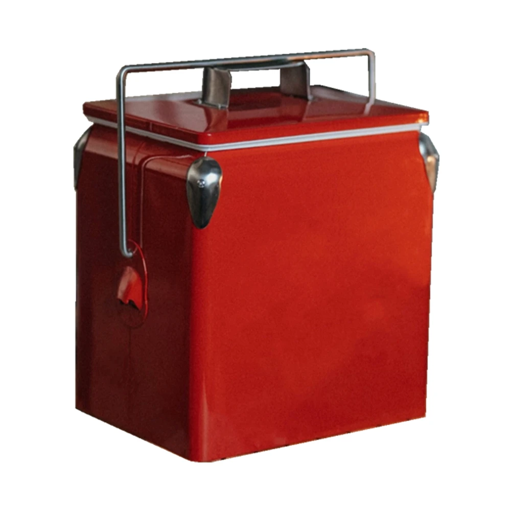 LINYU 13L Vintage Ice Box - Metal Retro Cooler for Fishing, Camping ...