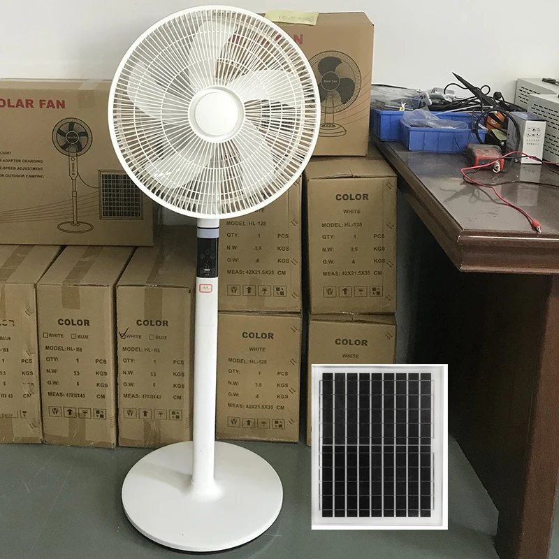 Hot home commercial solar fan powered fan factory price 16 inch lithium ...