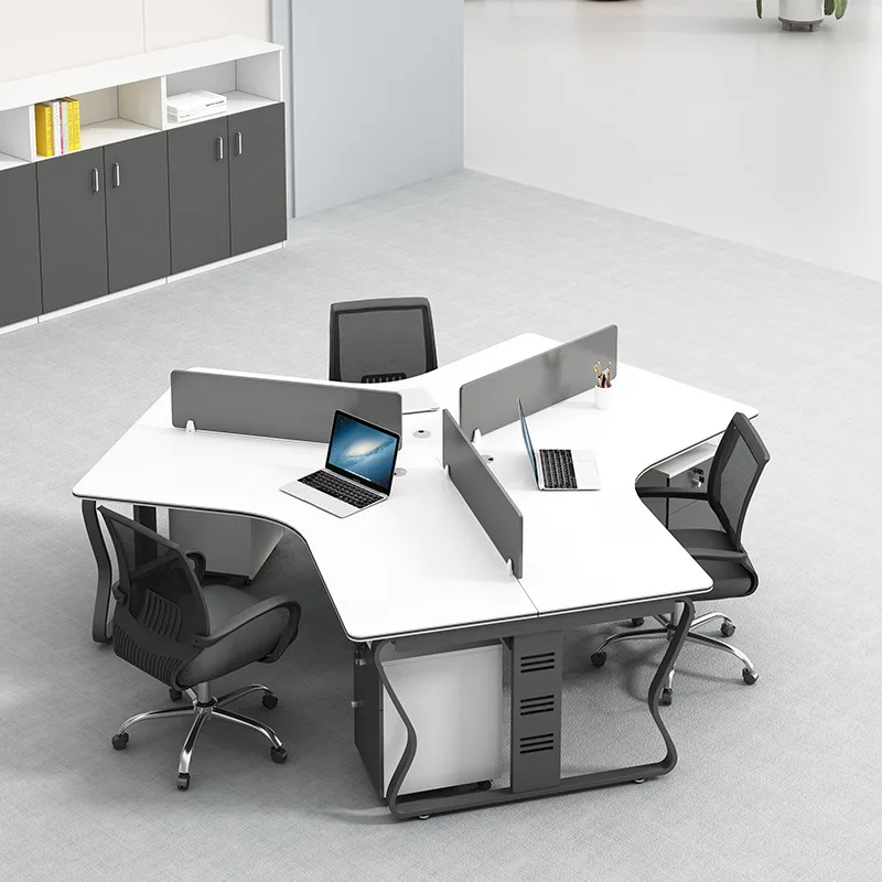Modular Office Desk And Cabinet Set Modern Y Shaped 8 Person Commercial ...