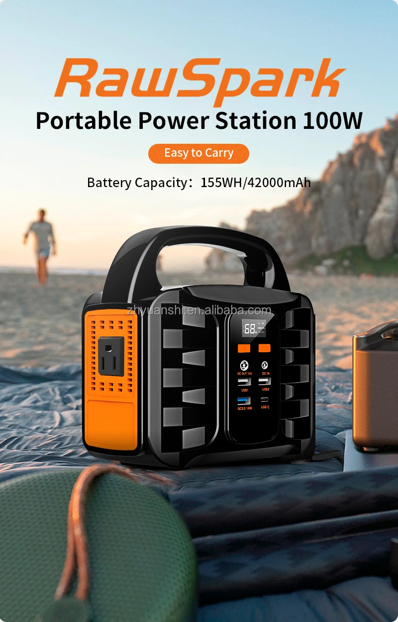 Rawspark Lithium Battery 42000mah 155wh Portable 100w Mini Power Station For Outdoor Electric ...