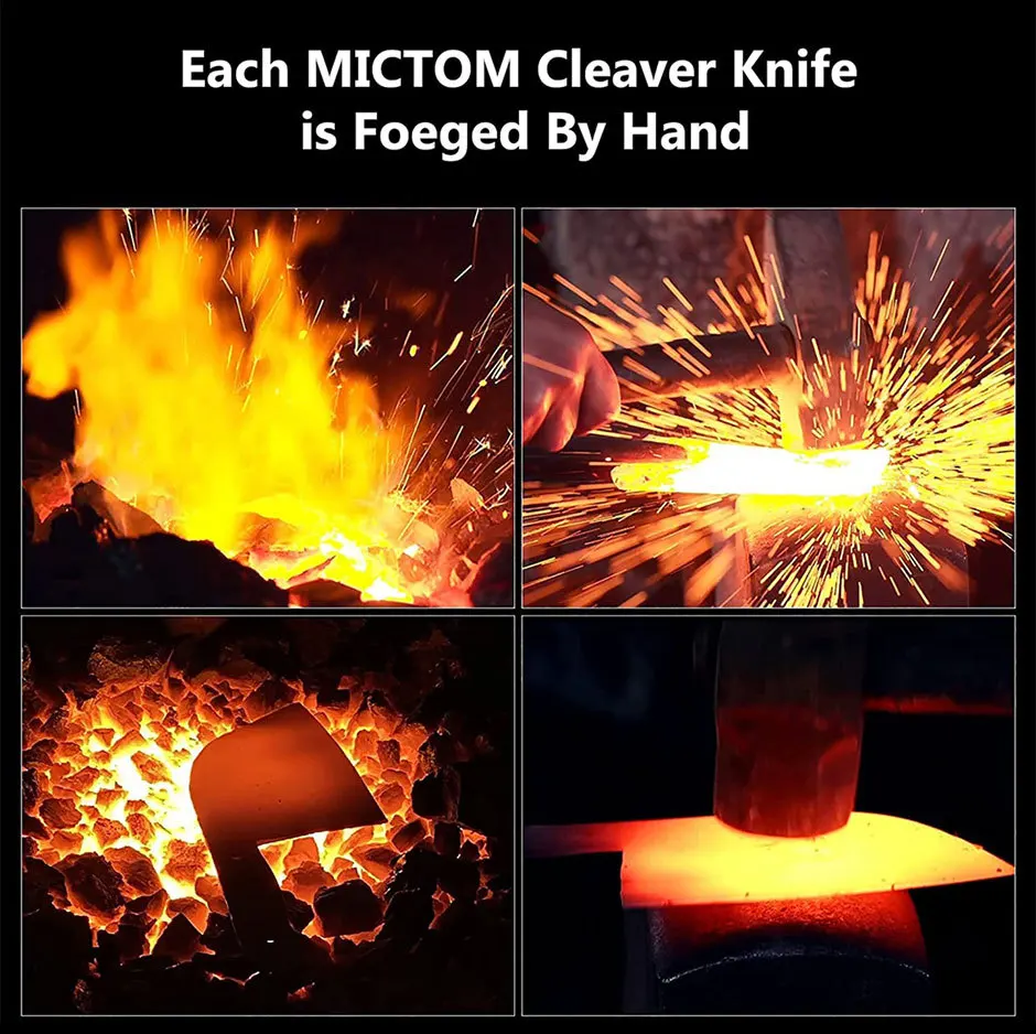 YS200CL1 Hammer Pits Texture Forged Cleaver Straight Wenge Wood Meat ...