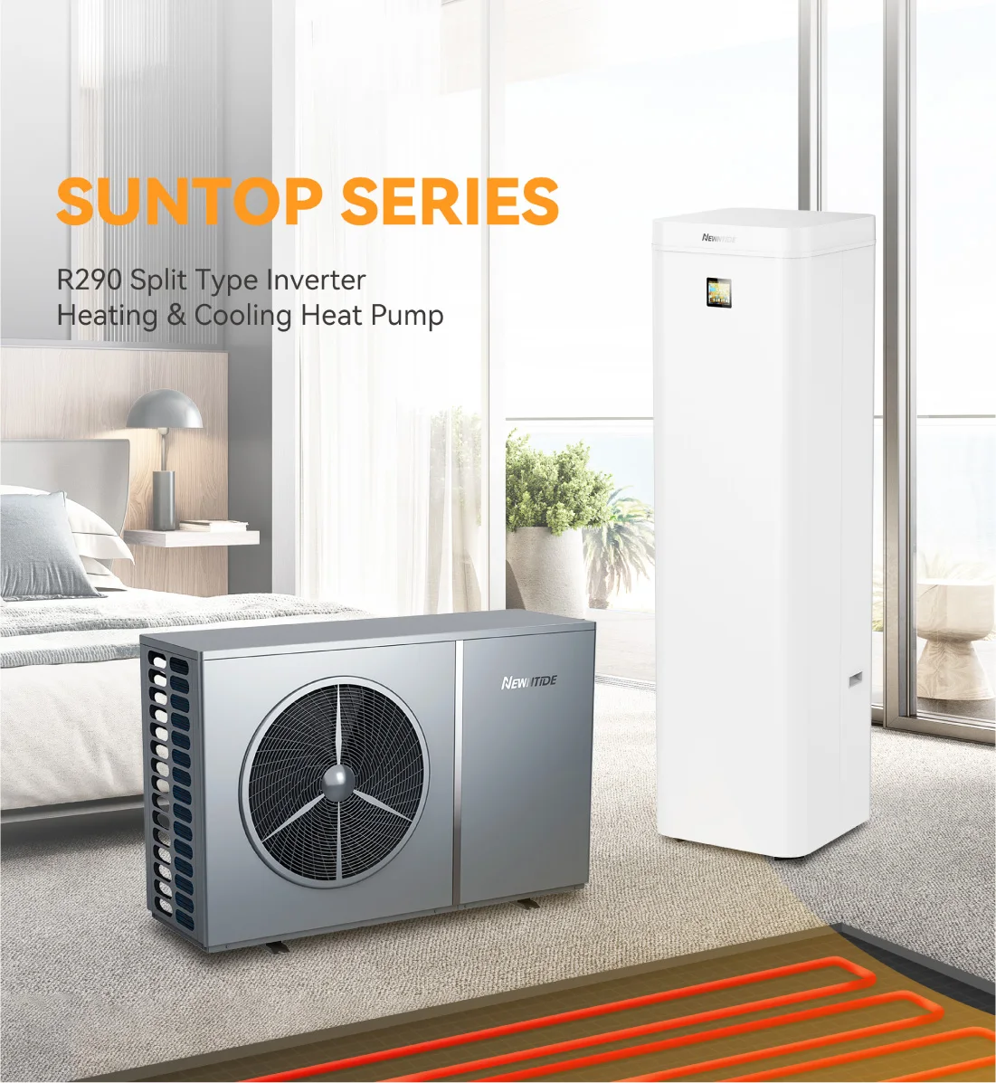 Newntide Suntop Series R290 Split Type Inverter Heating And Cooling Heat Pump New Energy Heat ...
