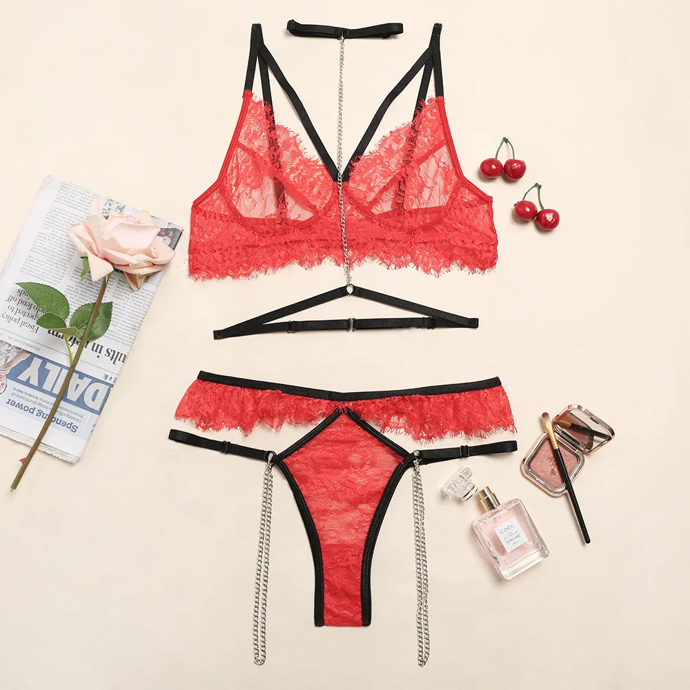 Woman Sexy Lingeries Panties Sets Female Transparent Underwear Lace Erotic Bra Set - Buy Woman ...