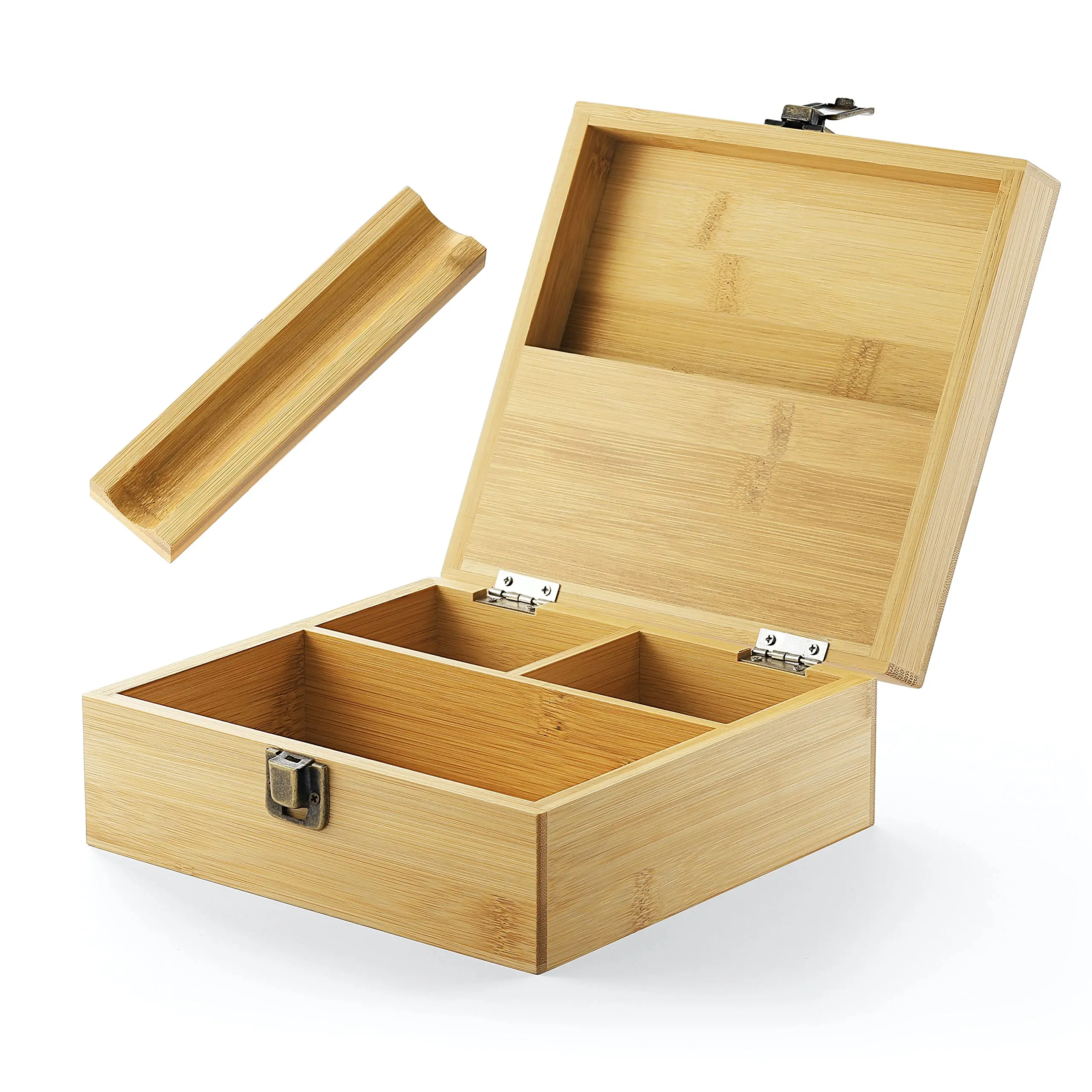 Wooden Cigar Humidor Stash Box With Lid with Humidor Hygrometer ...