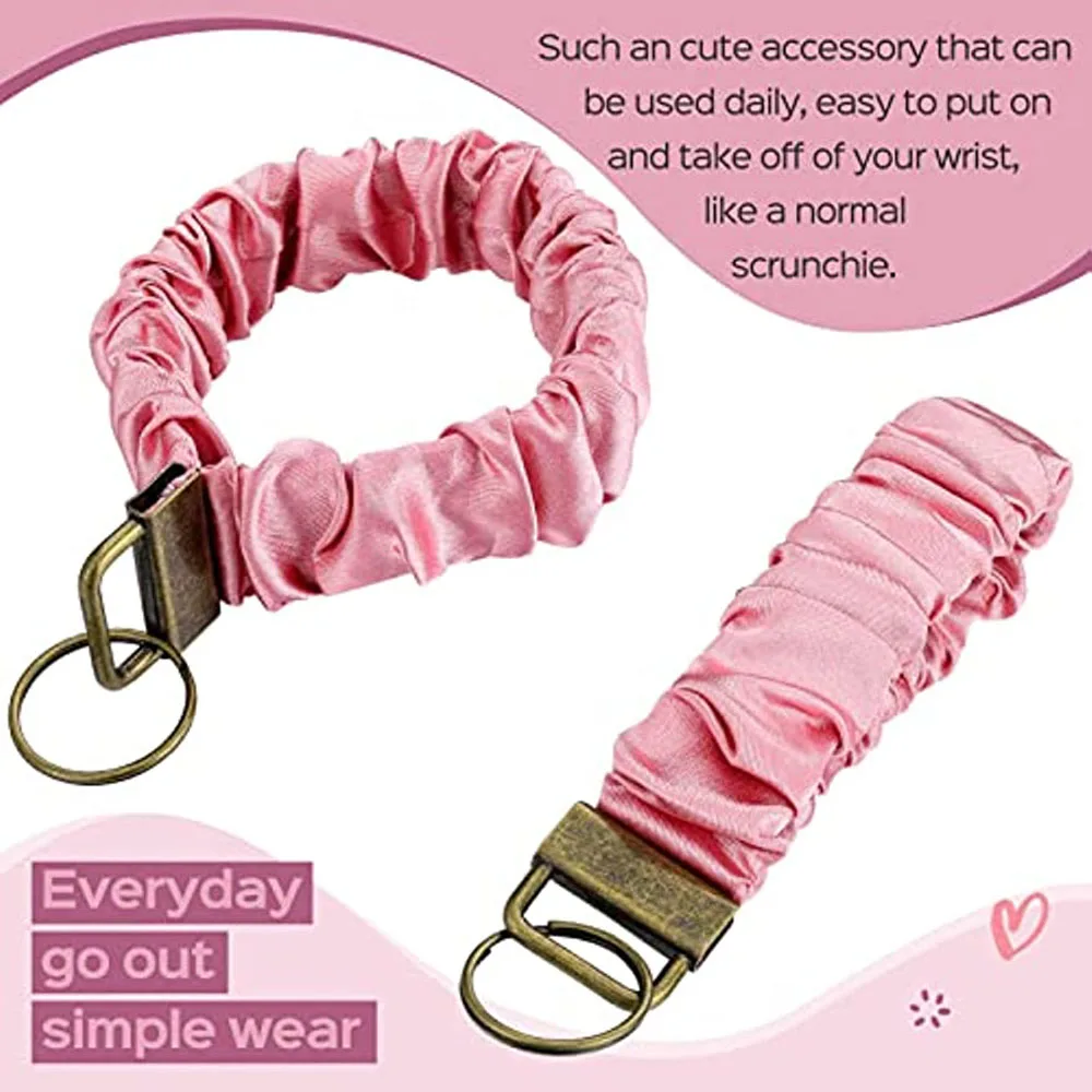 Elastic Scrunchie Wristlet Bracelet Keychain Soft Wristband Keyring ...