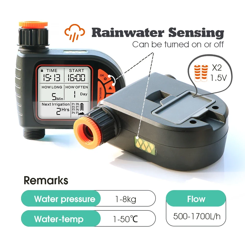Outdoor Automatic Drip Controller Smart Rain Sensor Waterproof LCD ...