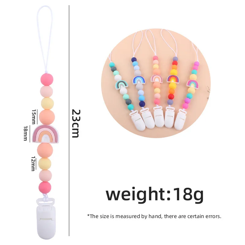 Silicone Pacifier Chain Rainbow Shape Bpa Free Silicone Clip Cartoon ...
