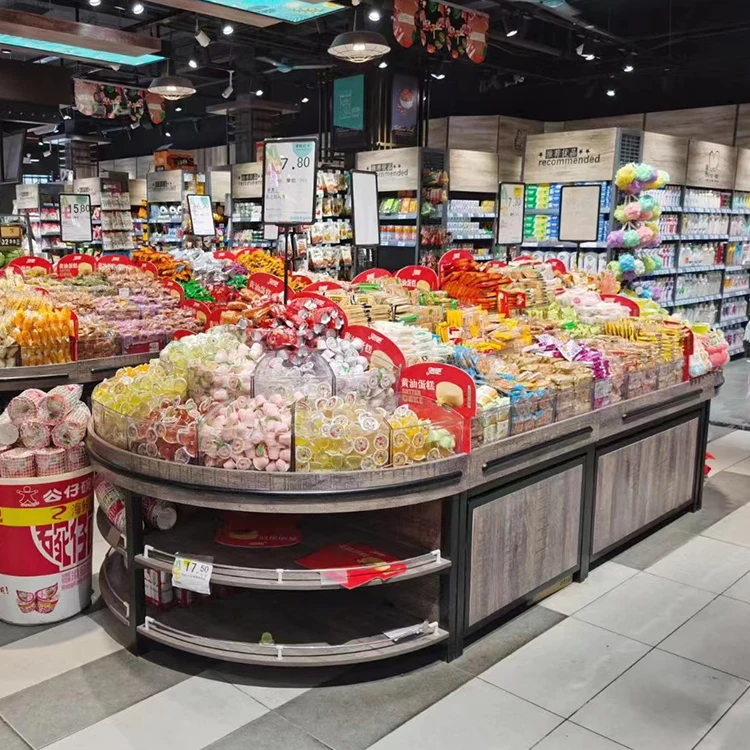 Customized Supermarket Dried Fruit Display Stand Gondola Shelf Snack ...