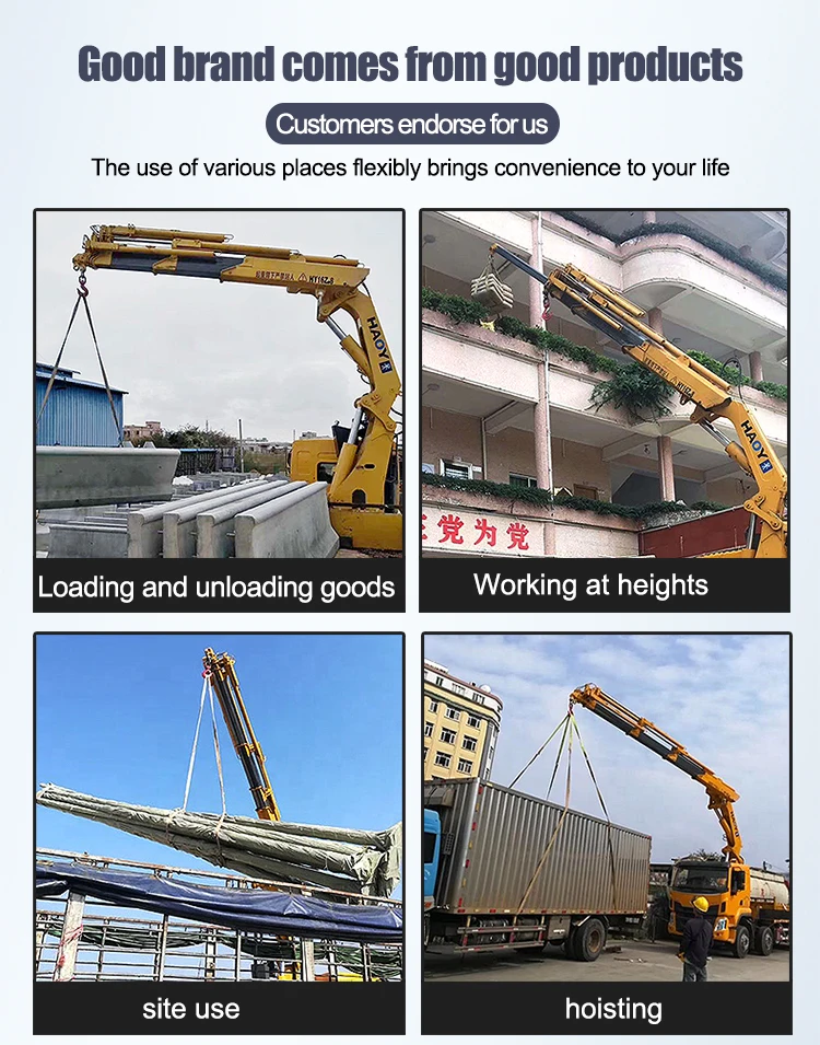 12 Ton Knuckle Truck Crane With 5 Extension Arms Fully Hydraulic Remote ...