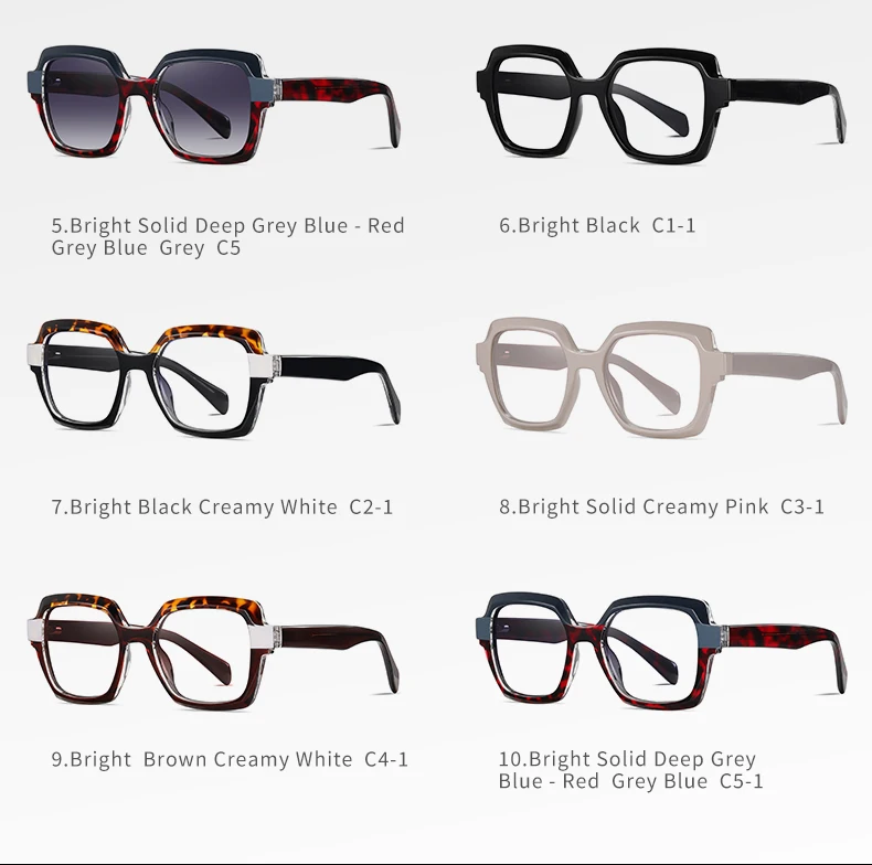 Trends 2024 Tr90 Acetate Luxury Brand Glasses Vintage Square Design Polarized Sunglasses For ...